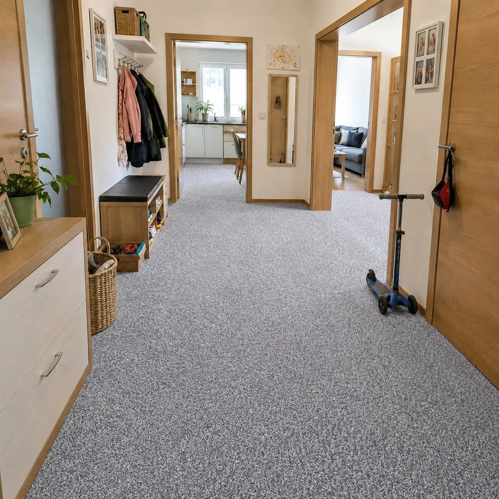Betap, Metrážový koberec Dalesman 73, na míru, šíře 4m, šedá, filc, ložnice
