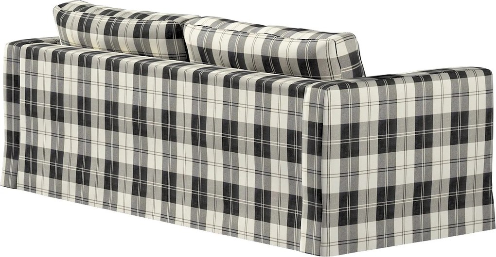 Potah na pohovku IKEA Karlstad 3-místná, nerozkládací, dlouhý barva černá látka pletený vzor, vzorované
