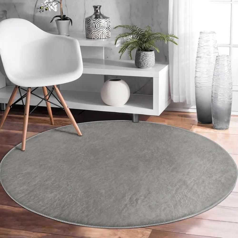 Šedý pratelný kulatý koberec vhodný pro robotické vysavače ø 80 cm Comfort – Mila Home