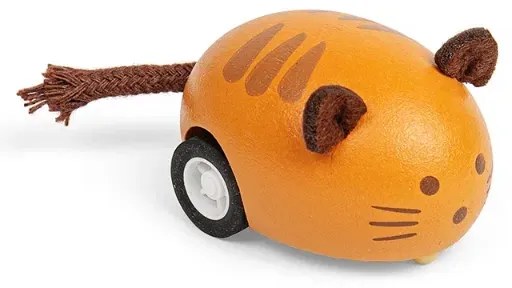 Bigjigs Toys Dřevěné natahovací zvířátko 1 ks Kočka oranžová