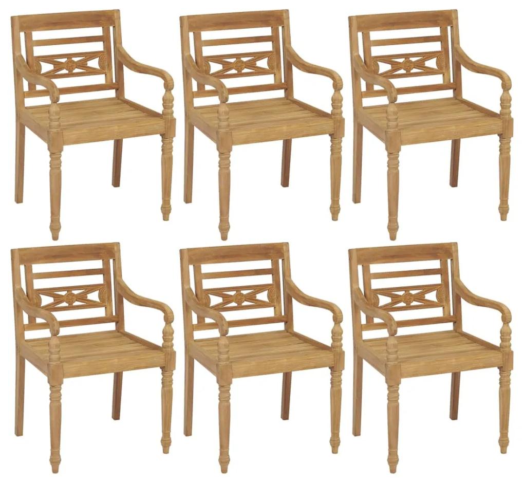 Židle Batavia s poduškami 6 ks masivní teakové dřevo,  3073332