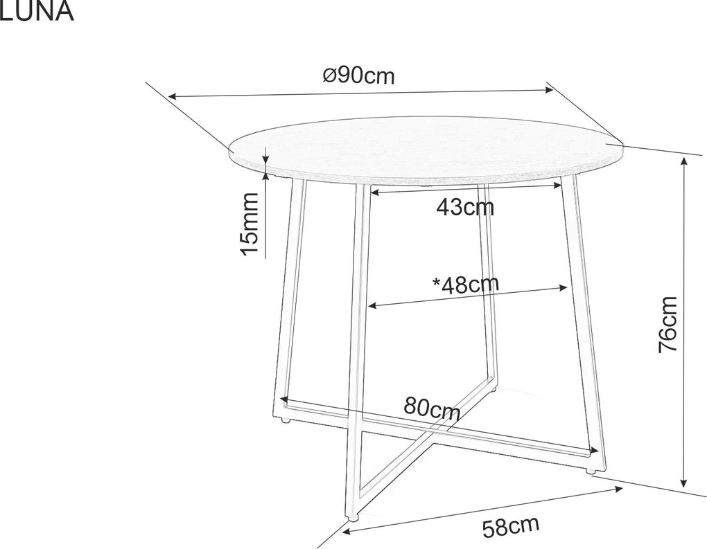 Jídelní stůl Luna 90 cm dub přírodní/černý