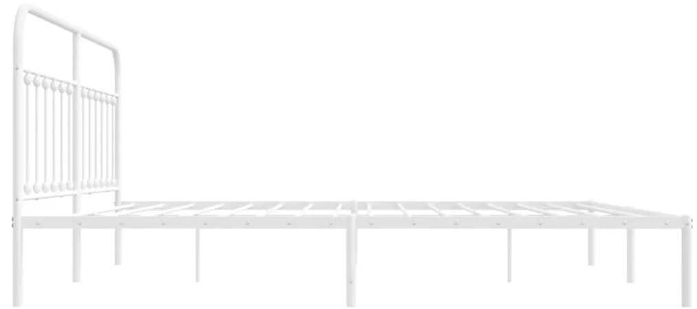 Kovový rám postele s čelem bílý 193 x 203 cm,  352633