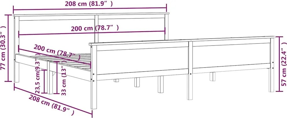 Rám postele medově hnědý masivní borovice 200 x 200 cm 322194