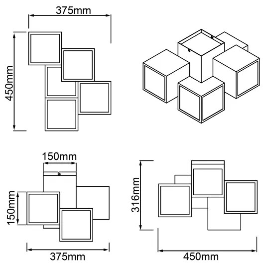 Brilliant - LED Stropní svítidlo CUBIX 5xLED/7,6W/230V 3000K bílá