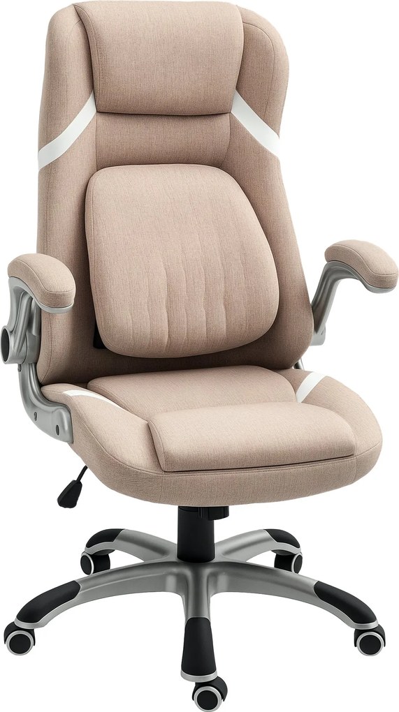 Ergonomická kancelářská židle Vinsetto s sklápěcími područe a opěrkou hlavy, otočná pracovní židle s bederní oporou, nastavitelná výška a houpací funk