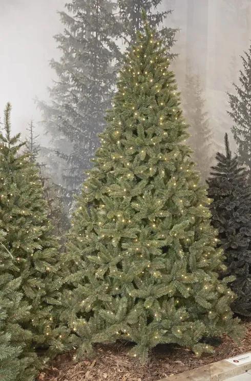 Vánoční stromek Bristlecone s integrovaným osvětlením / 144 LED / borovice / 155 cm / PVC/PE / zelená