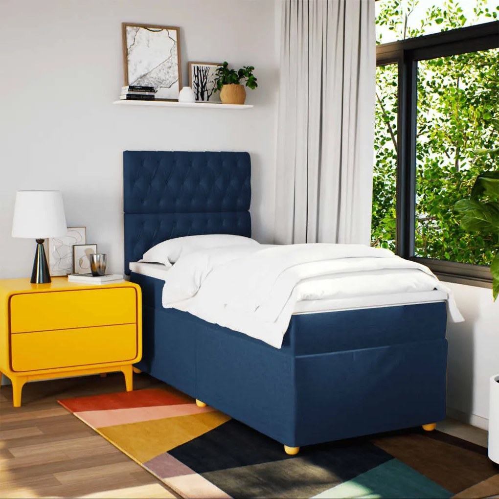 Box spring postel s matrací modrá 80x200 cm textil 3293420