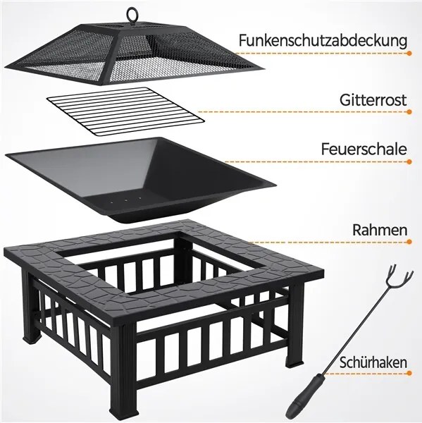 Zahradní ohniště Yaheetech – černá (265020778622)