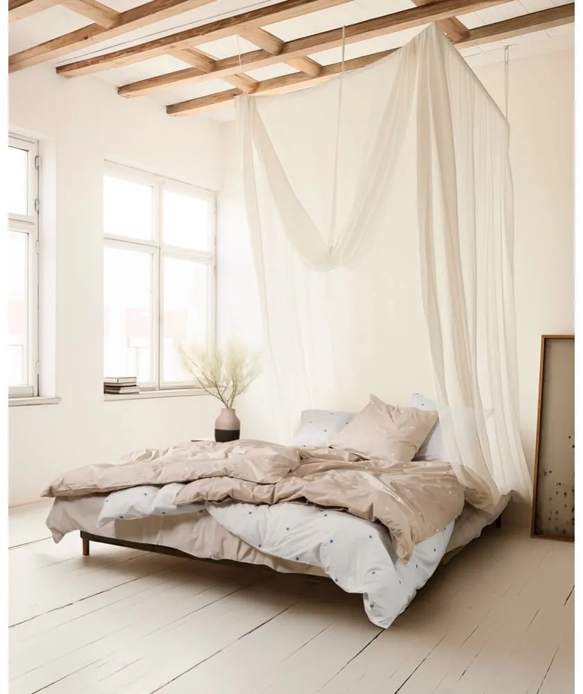 Béžové povlečení na dvoulůžko/prodloužené z bavlněného perkálu 200x220 cm Daisy – JUNA