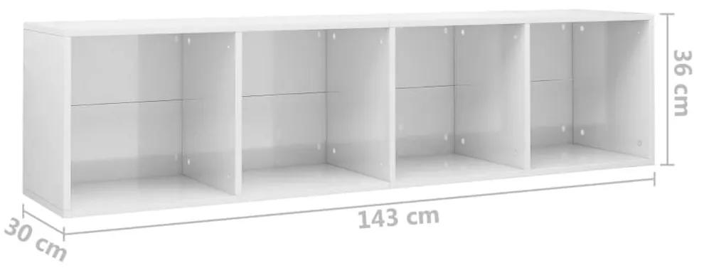 Petromila Knihovna/TV skříň bílá vysoký lesk 36 x 30 x 143 cm dřevotříska