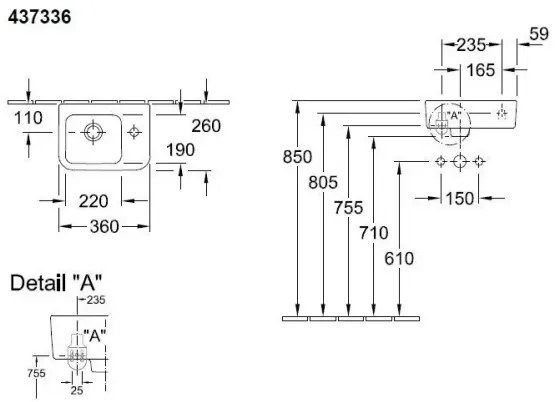 Villeroy & Boch 43733601 - Závěsné umyvadlo ARCHITECTURA 36x26 cm keramika/bílá
