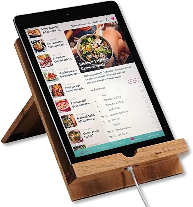 Kesper Kuchyňský držák na tablet a kuchařky, bambusový stojan