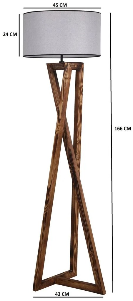 Stojací lampa Macka 166 cm hnědá/lesklá šedá