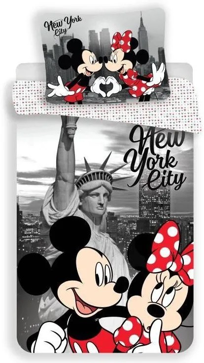 Jerry Fabrics MICRO povlečení Mickey a Minnie v New Yorku 02 140x200 70x90