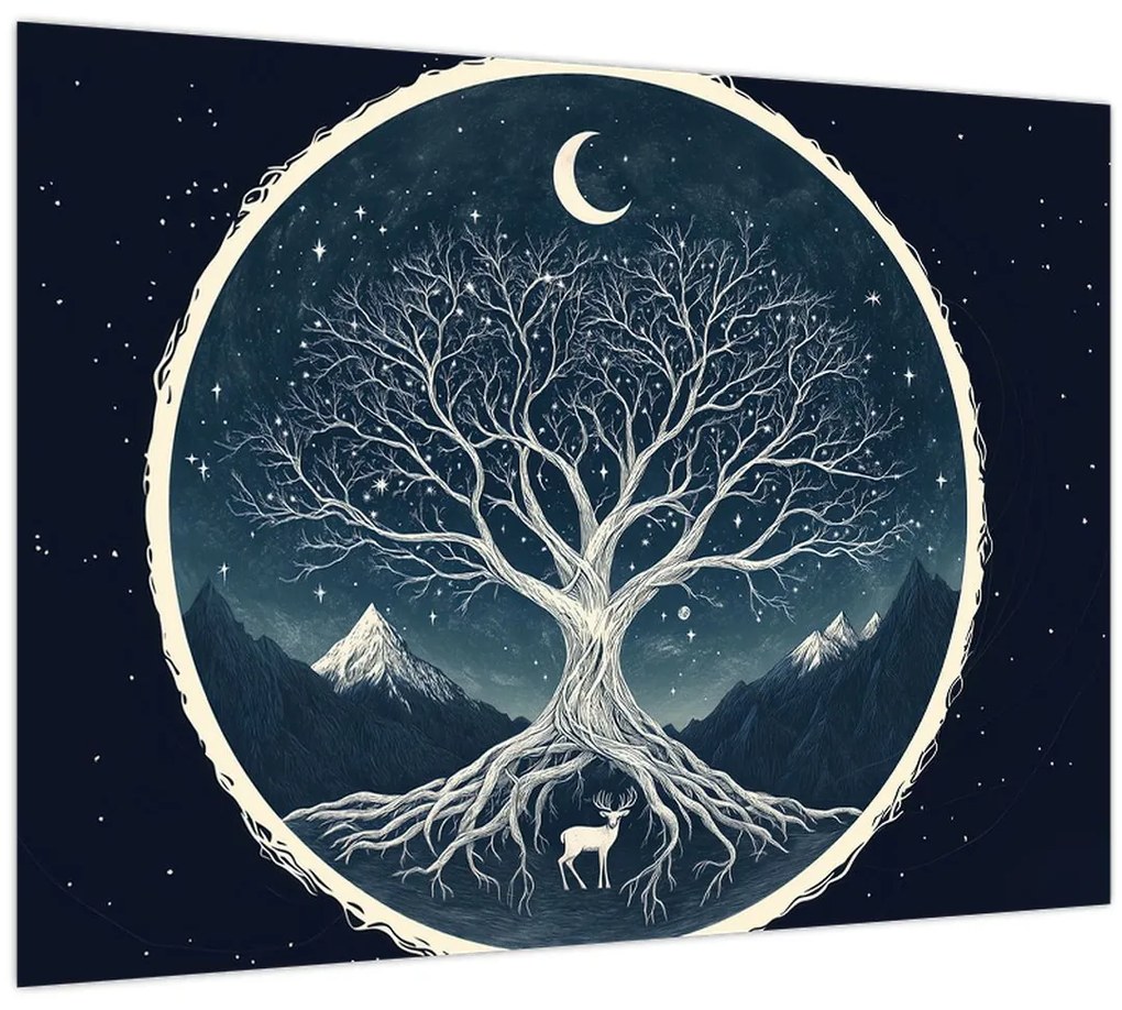 Obraz - Magický strom s jelenem II. (70x50 cm)