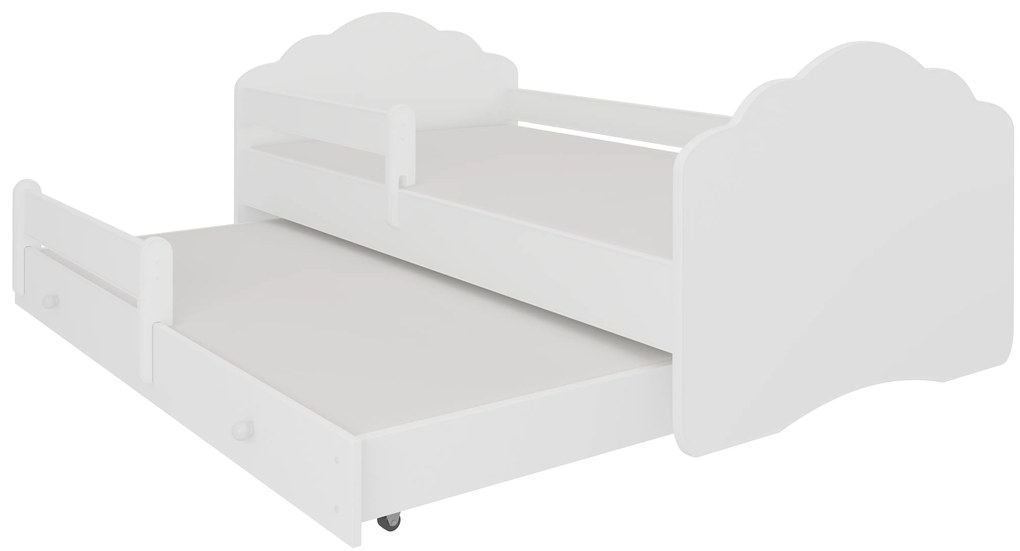 ADRK Rozkládací postel CASIMO II, CH-Cas-II-Bar-W-E090, 160x80 cm se zábradlím a matrací, bílá