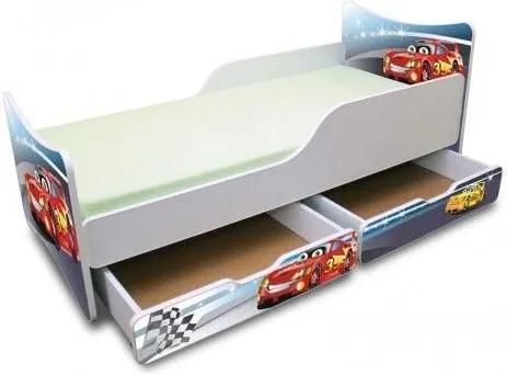 MAXMAX Dětská postel 180x90 cm se šuplíkem - AUTOMOBILEK