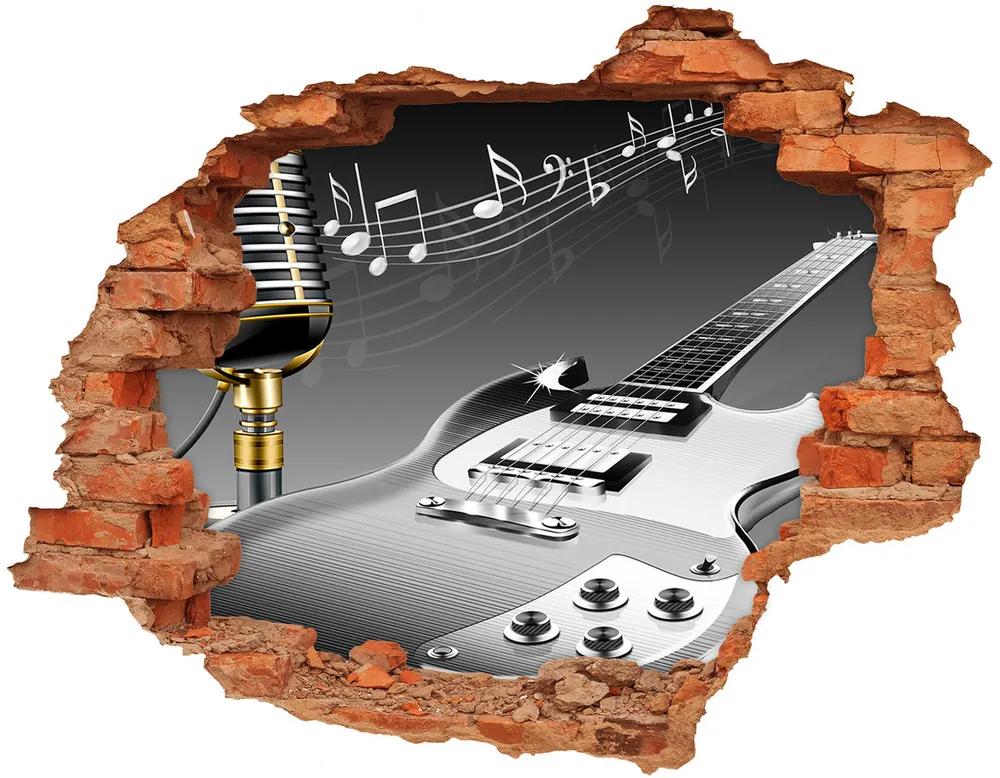 Wallmuralia Fotoobraz díra na stěnu Kytara a mikrofon 90x70 cm