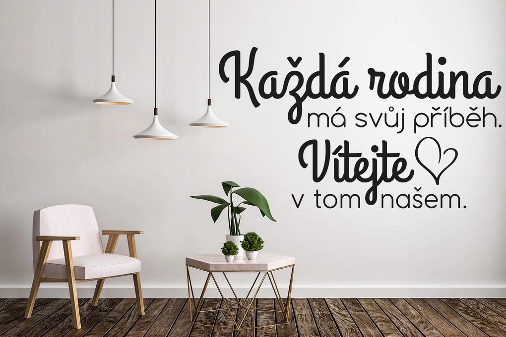 Samolepka na zeď Rodina - příběh Barevná varianta: Černá, Velikost (šířka x výška): 50x28cm