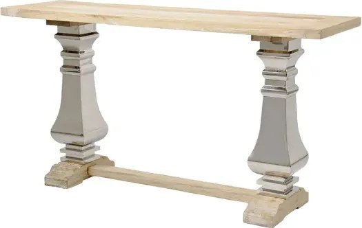 Konzolový stolek Glamour 160 cm z masivu hnědý/chrom
