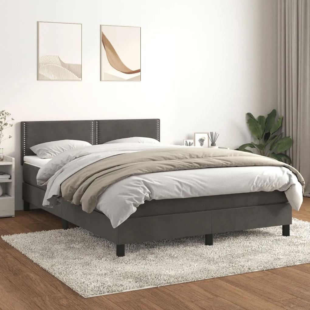 Box spring postel s matrací tmavě šedý 140 x 190 cm samet,  3141240