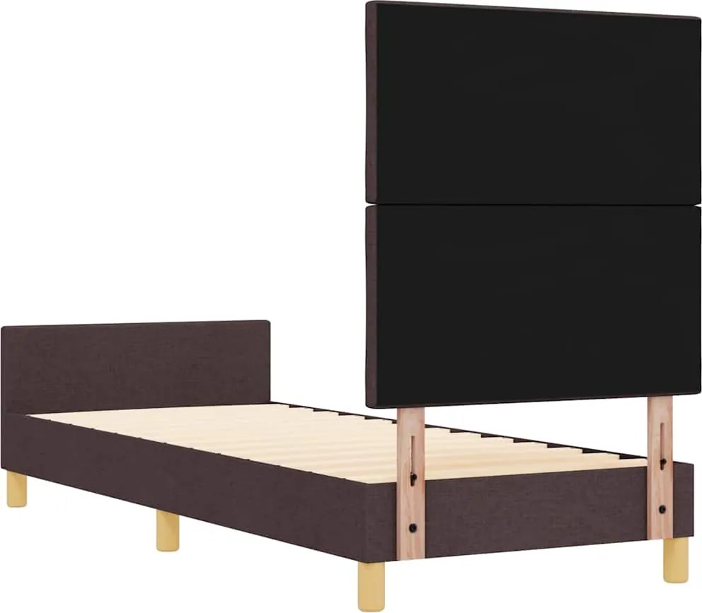 Rám postele s čelo Tmavě hnědá 80 x 200 cm textil 3344763