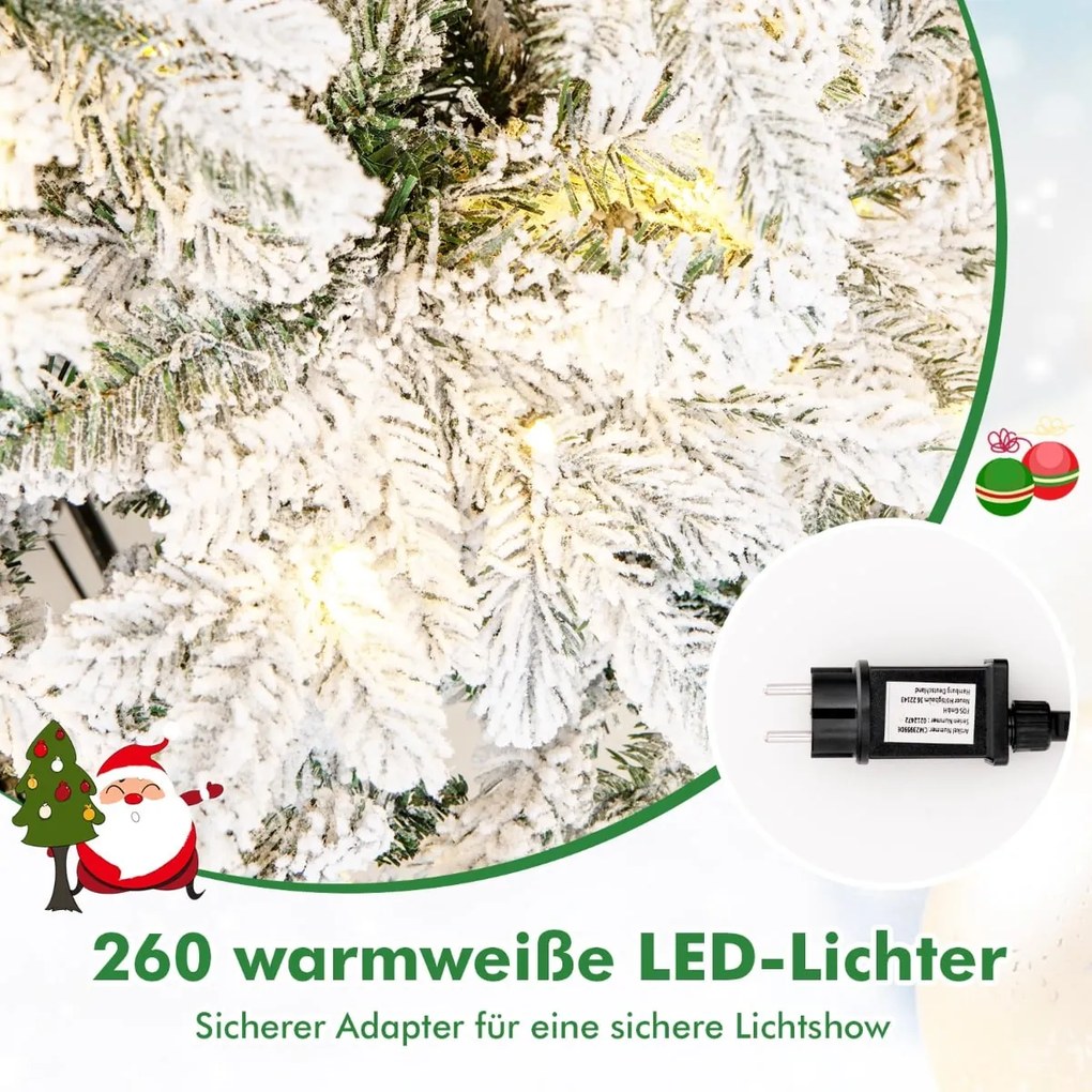 Costway 180 cm umělý vánoční stromek s osvětlením a 260 LED v teplé