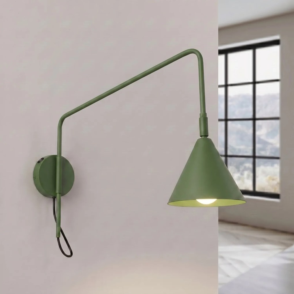 Sollux Lighting Nástěnné svítidlo NOX 1 olivově zelené s vypínačem