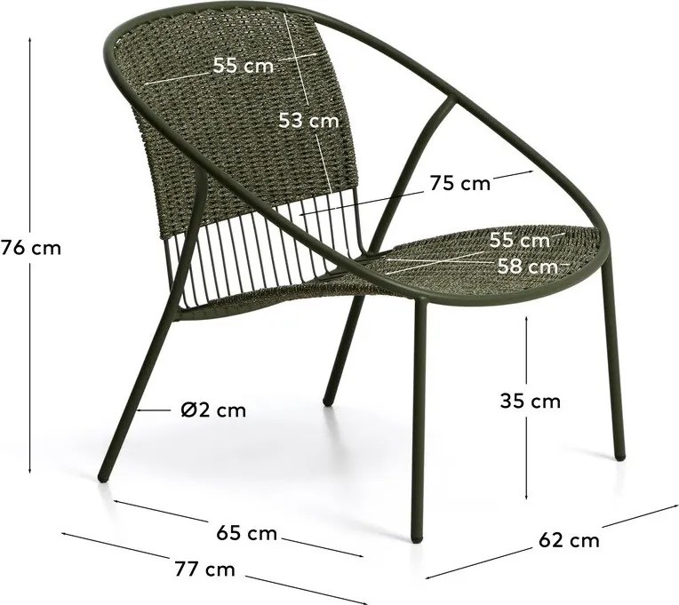 Zelené zahradní křeslo Atrani – Kave Home