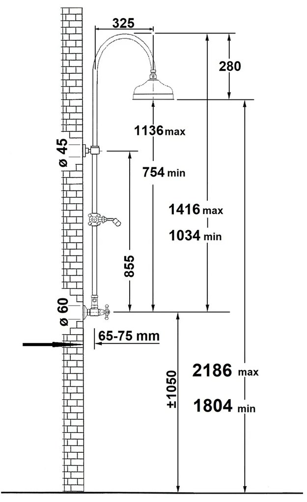 Sapho ANTEA sprchový sloup s termostatickou baterií, zlato SET045