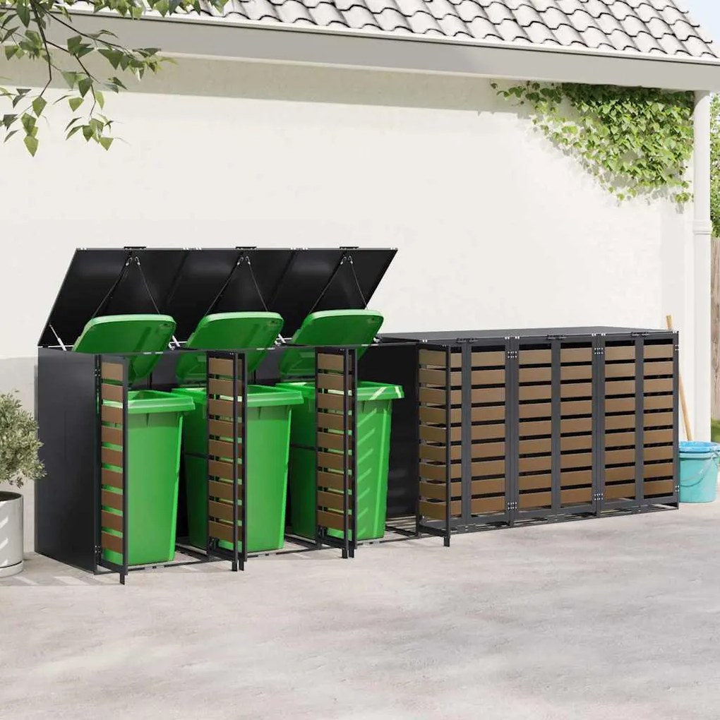 Úložný box na 3 popelnice Ocel Antracit 3394772