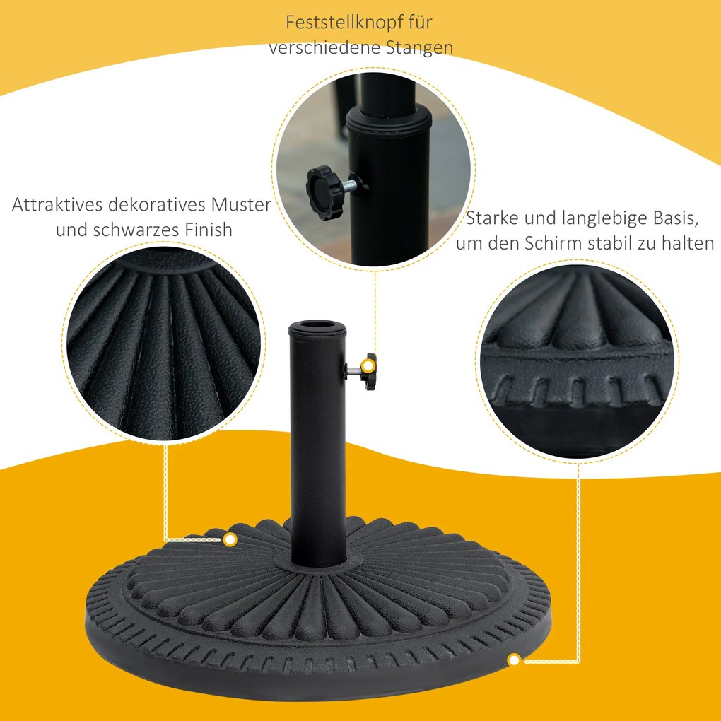 Stojan na slunečník Outsunny 14 kg kulatý pro slunečníky 35-48 mm cementový podstavec Ø49 cm pro zahradu a terasu | Aosom.de