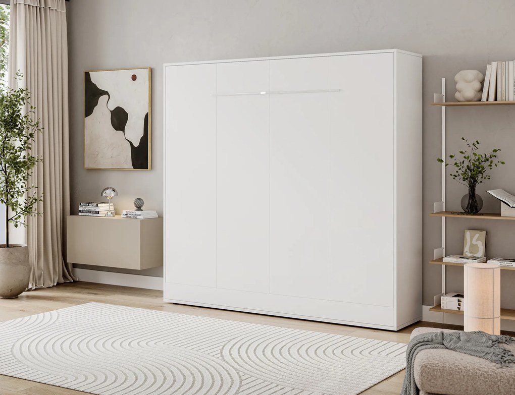 Devesto Sklápěcí postel Horizontální 160 Bílá LED