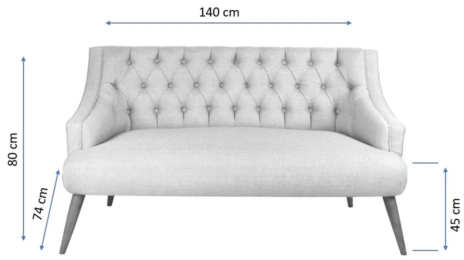 Designová pohovka Laraine 140 cm krémová
