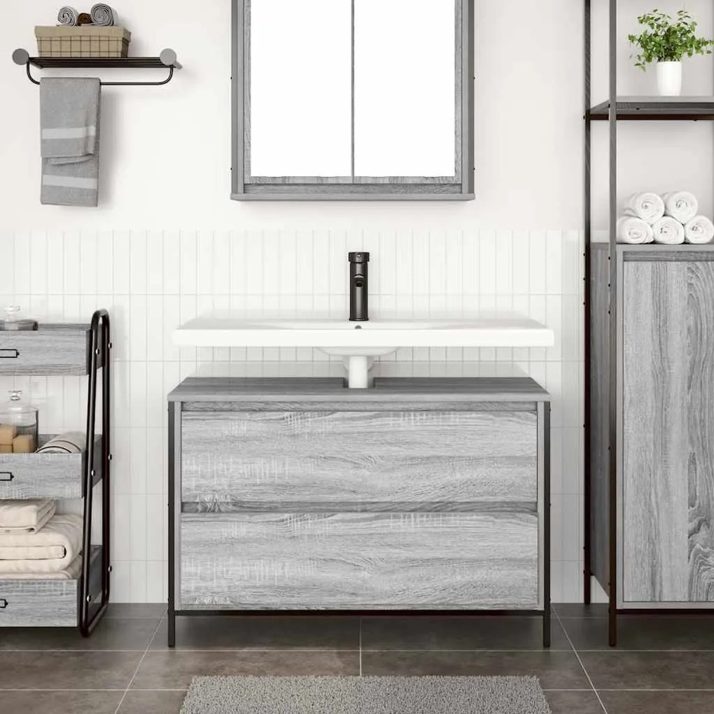 Koupelnová Skříňka S Umyvadlem A Zásuvkami Grey Sonoma