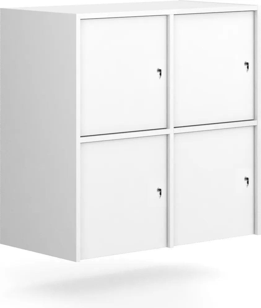 Nástavba pro skříně FRAME, 4x dveře, 872 x 450 x 854 mm, cylindrický zámek, bílá