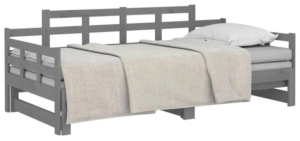 Výsuvná postel šedá masivní borovice 2x (80 x 200) cm