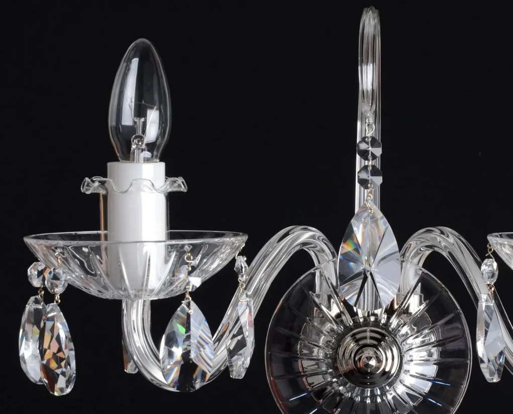 2 Arms Silver wall light with crystal almonds