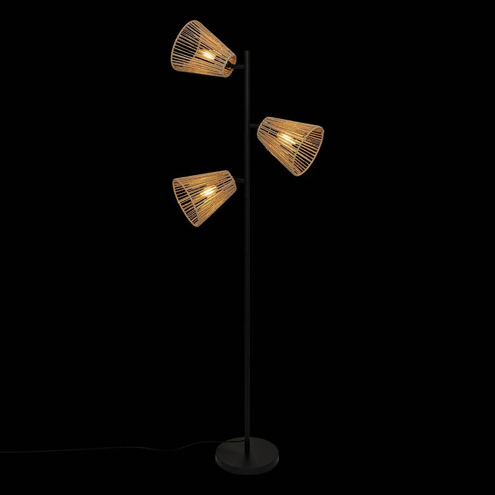 Stojací lampa boho GIADA, 3 otočné stínidla, 150 cm