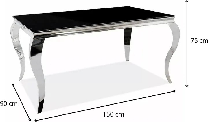 Jídelní stůl Prince 150 cm černý/chrom