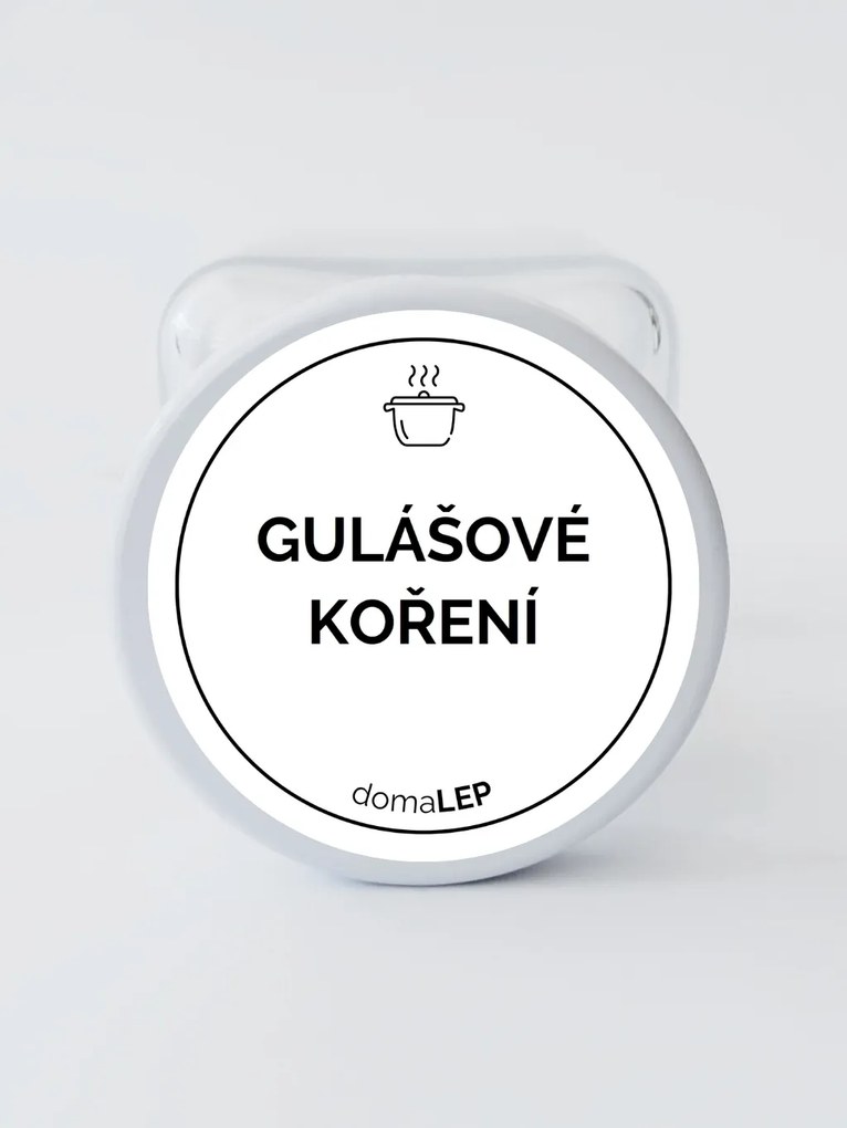 Samolepka na kořenky GULÁŠOVÉ KOŘENÍ bílá 5 cm tučné písmo