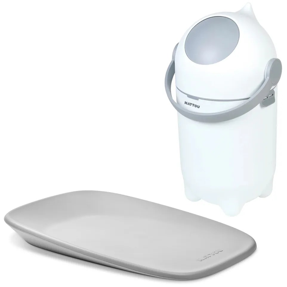 NATTOU Koš na pleny Dropy a přebalovací podložka Softy White/Grey 50x70 cm