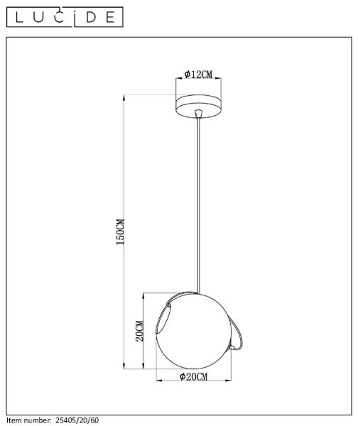 Lucide 25405/20/60 - Lustr na lanku JAZZLYNN 1xE27/60W/230V pr. 20 cm