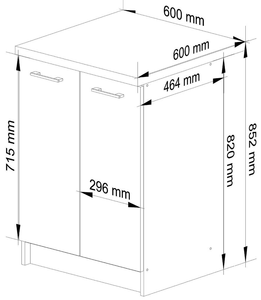 Dolní kuchyňská skříňka Ozara S60 2D (bílá + beton). 1071073