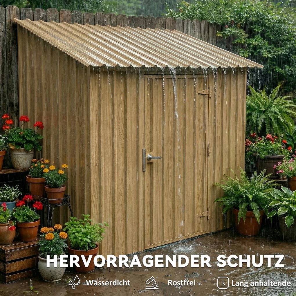 Outsunny 12 kusů trapézového plechu 129x45cm 7m² pozinkovaný střešní plech 0,25 mm odolný proti počasí přírodní dřevo
