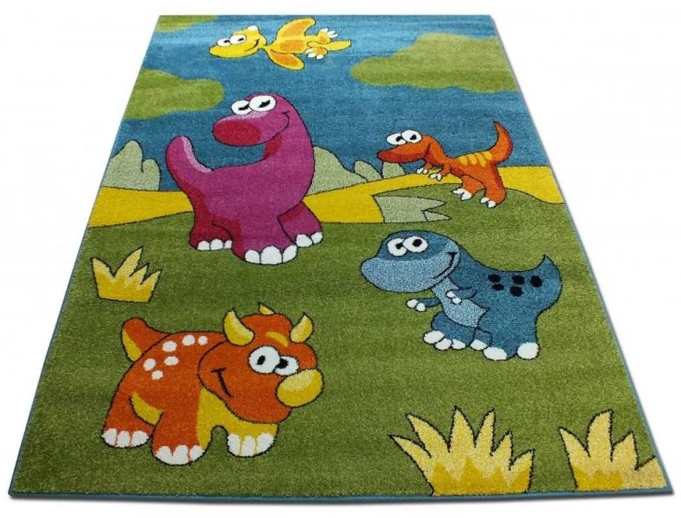 Dětský koberec Dinosauři zelený, Velikosti 120x170cm