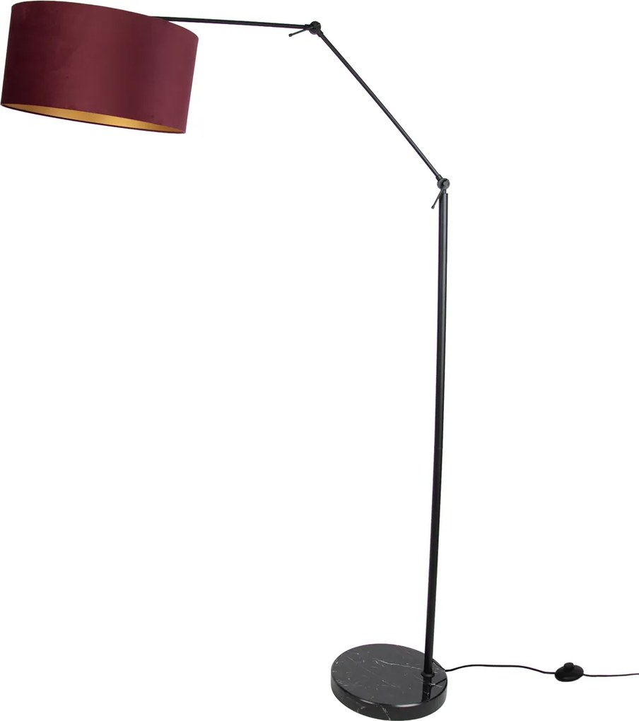 Stojací lampa černá nastavitelná s červeným stínidlem a zlatým vnitřkem 50 cm - Editor