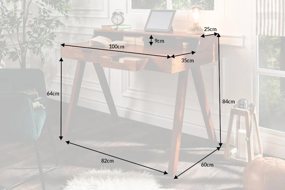 Designový psací stůl Freddo 100 cm akácie - skladem