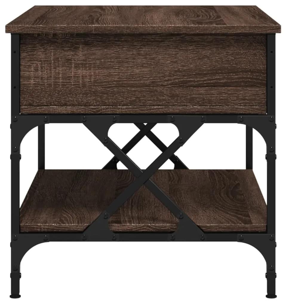 Konferenční stolek hnědý dub 70 x 50 x 50 cm kompozit a kov - Default Title